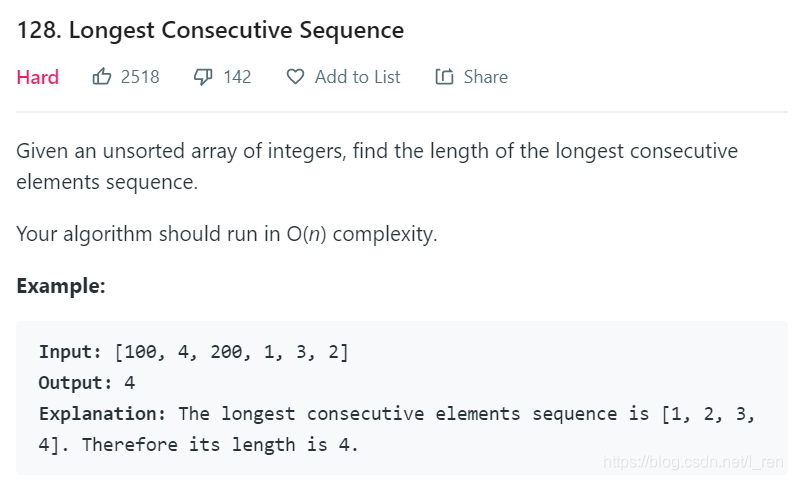 Leetcode 128. Longest Consecutive Sequence-CSDN博客