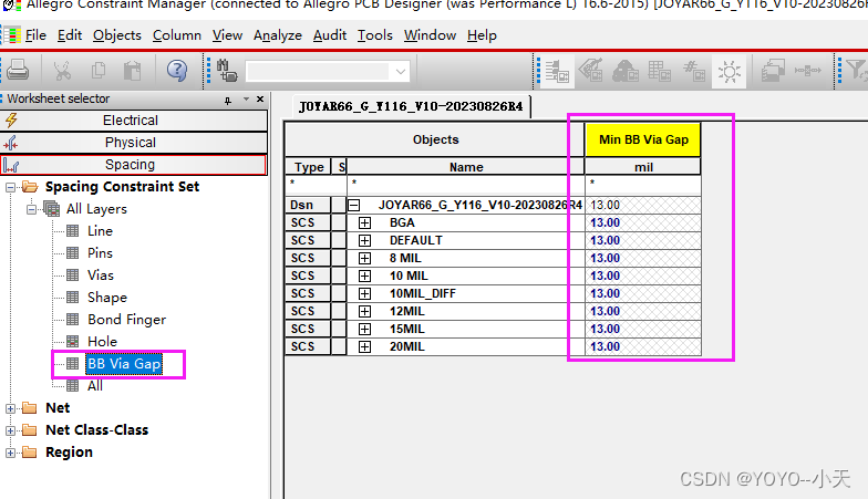 Allegro基本规则设置指导书之Spacing规则设置_allegro的spacing规则失效-CSDN博客