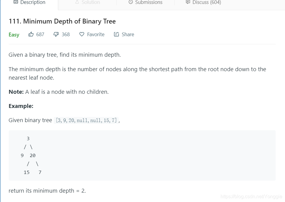 递归求一个二叉树的 最小”深度 Leetcode111 Minimum Depth Of Binary Treejava 递归求一颗二叉树的最短深度 Csdn博客