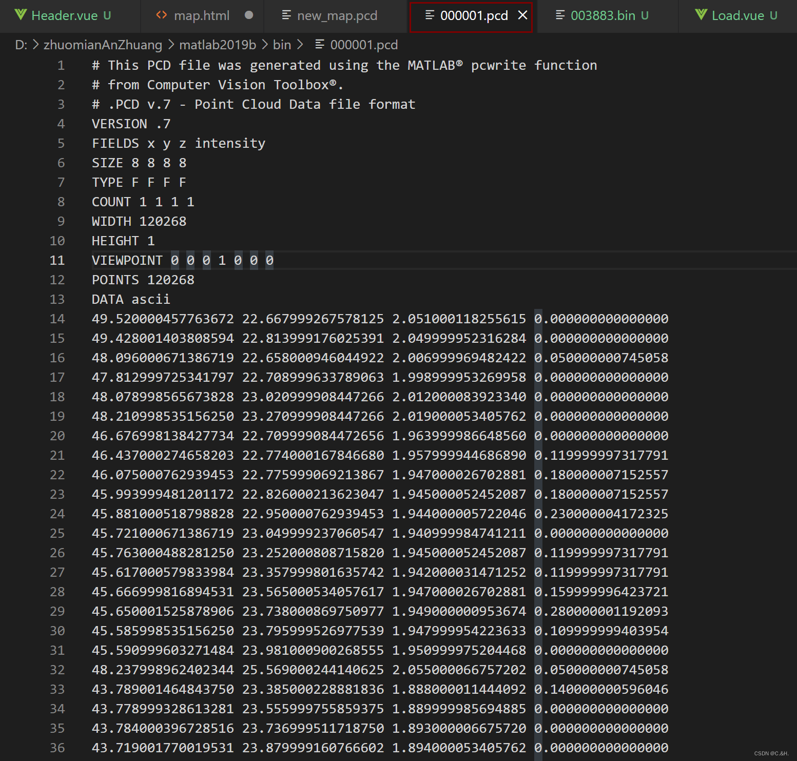 将二进制bin文件转换为pcd文件或ply文件（matlab）_matlab读取bin文件转pcd-CSDN博客