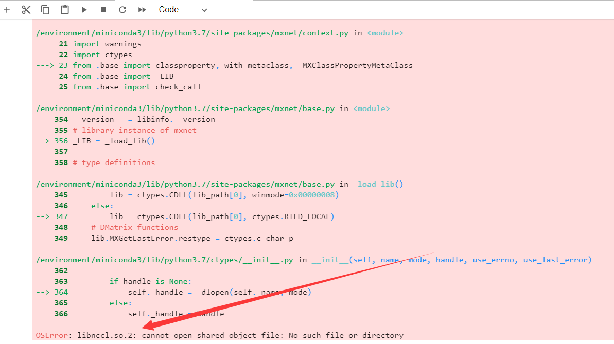 MXNet GluonTS使用报错：OSError: libnccl.so.2: cannot open shared object file: No such file or ...