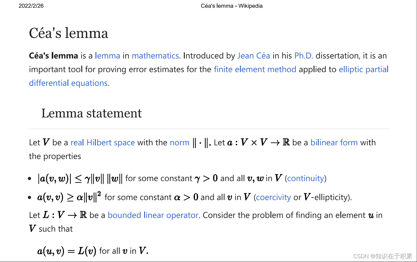 Wikipedia_Céa‘s lemma_c麓ea鈥檚 lemma-CSDN博客