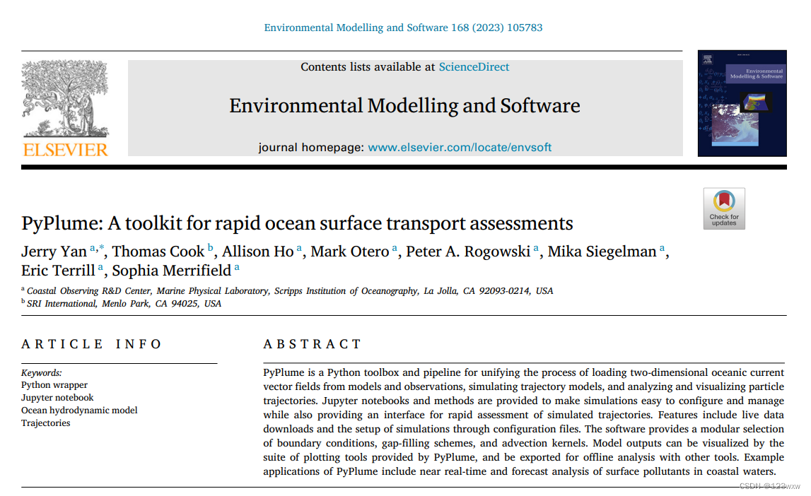 【文献分享】PyPlume程序：快速海洋表面传输评估的工具包_python plume-CSDN博客