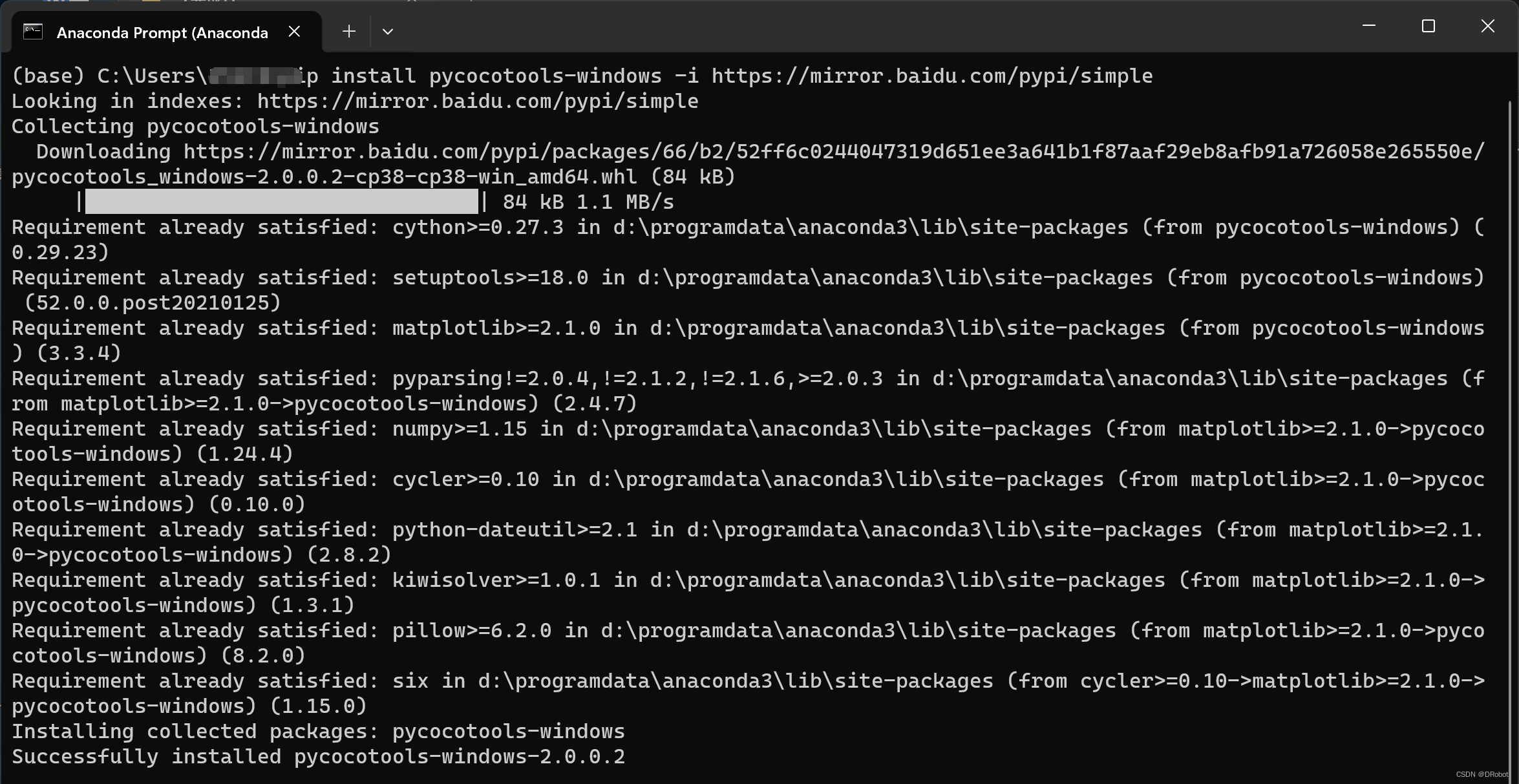 【错误解决方案】ModuleNotFoundError: No module named ‘pycocotools‘_modulenotfounderror: no module named ...