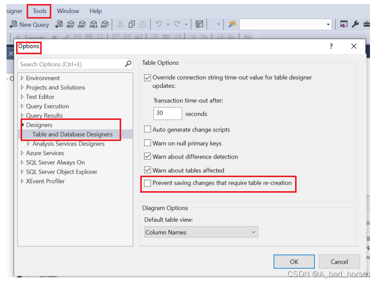 SQL Server - saving changes is not permitted_sqlserver saving change not-CSDN博客
