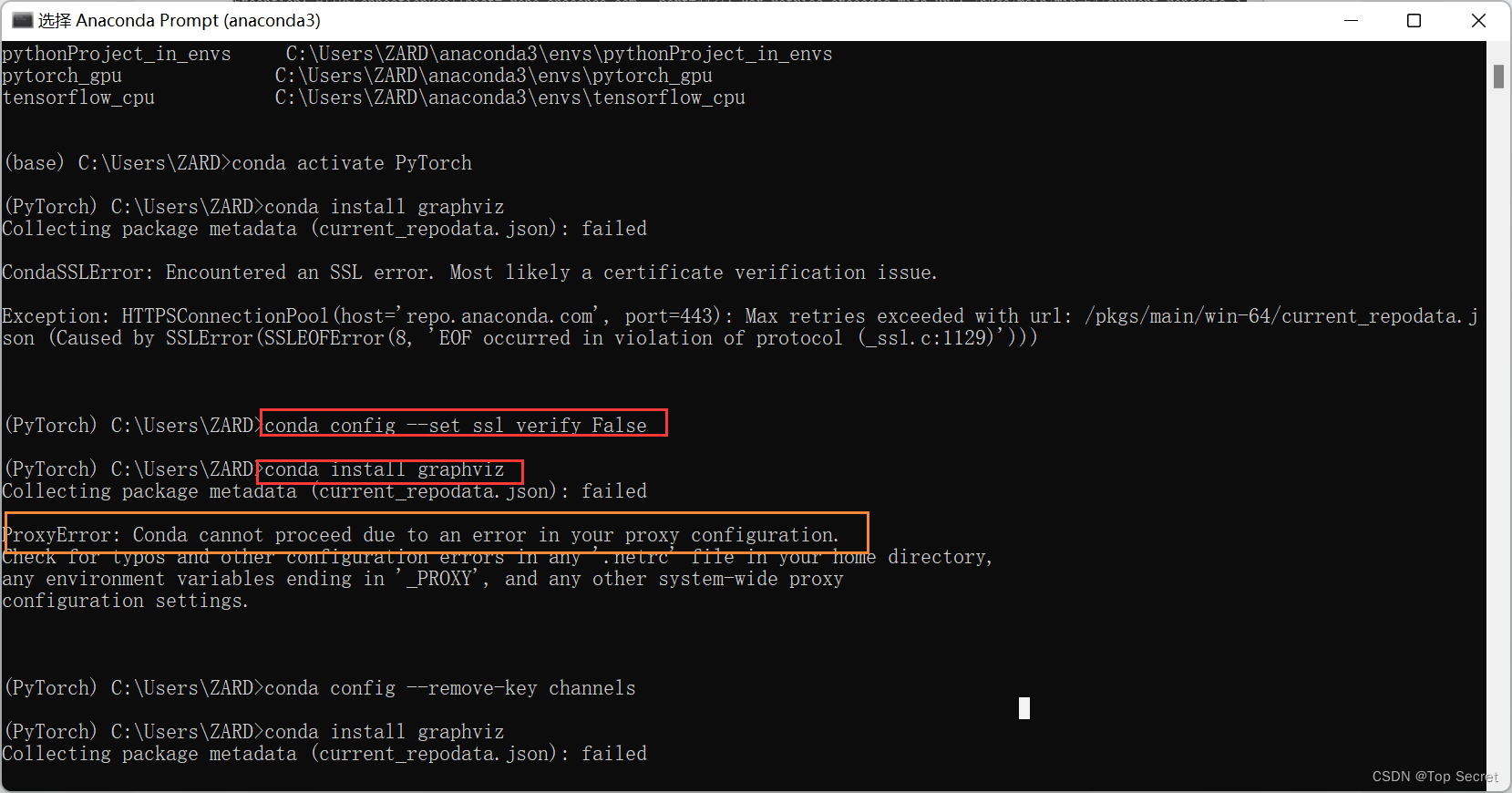 CondaSSLError——ProxyError_condasslerror: encountered an ssl error. most like-CSDN博客