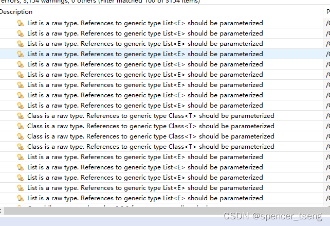 List is a raw type. References to generic type List＜E＞ should be parameterized_response is a raw ...