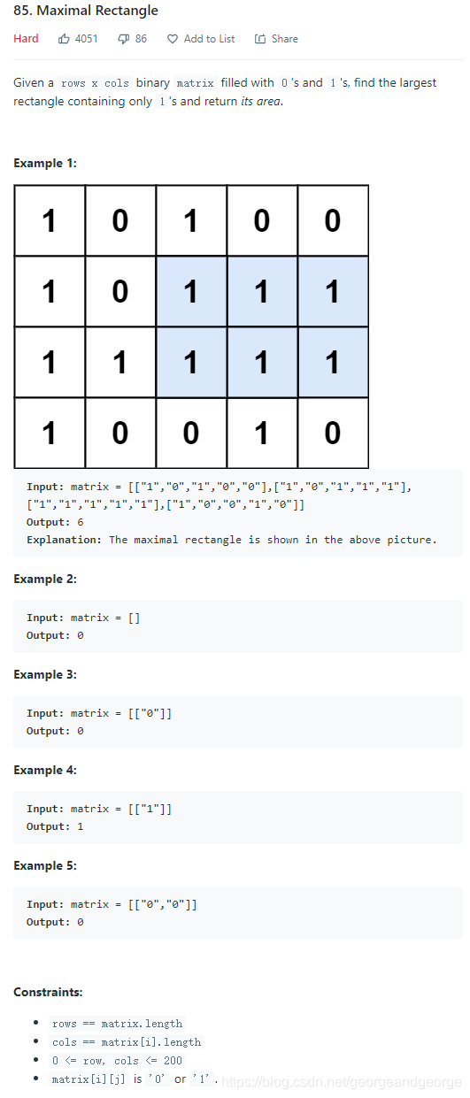 Leetcode 85. Maximal Rectangle-CSDN博客