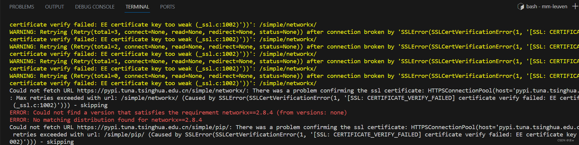 python 深度学习 解决遇到的报错问题8_.tuna.tsinghua.edu.cn', port=443): max retries exc-CSDN博客