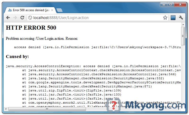 GAE上的Struts 2 – java.security.AccessControlException：访问被拒绝-CSDN博客