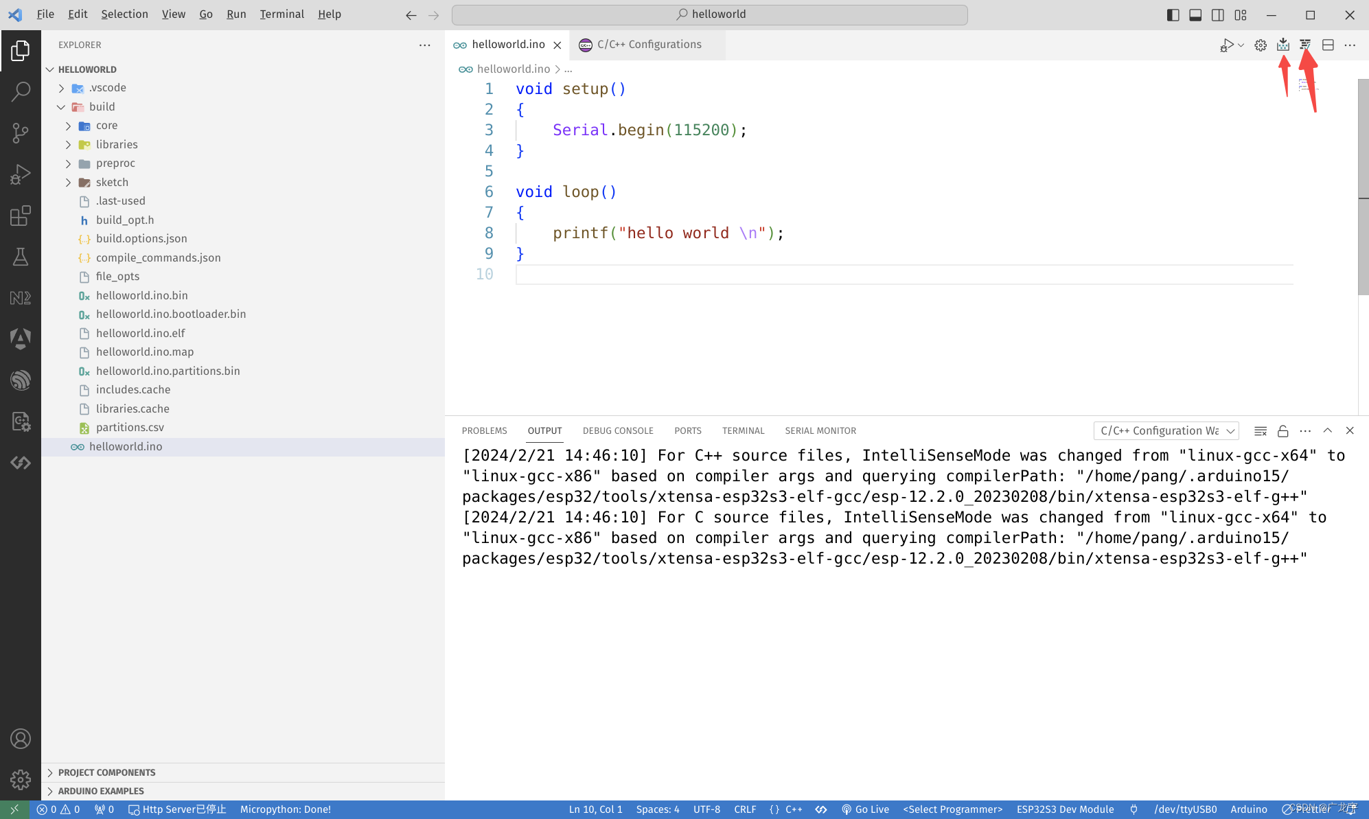 【Esp32S3 | Arduino】在Ubuntu下配置vscode+arduino-cli的开发环境_arduino cli-CSDN博客