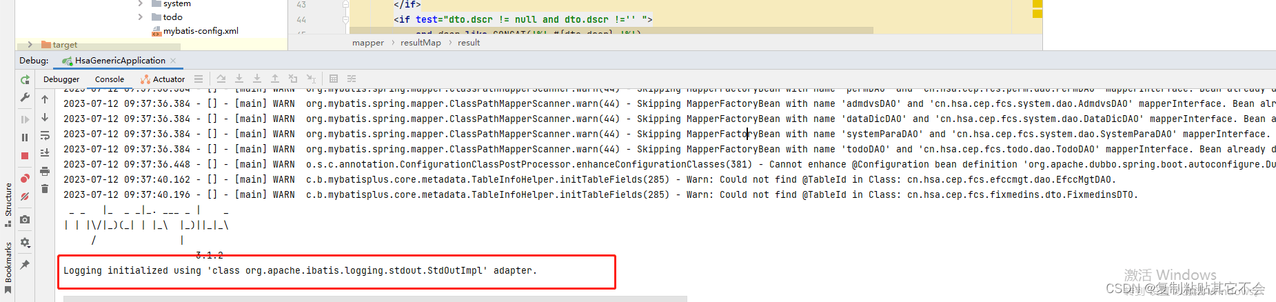 Logging initialized using ‘class org.apache.ibatis.logging.stdout.StdOutImpl‘ adapter._logging ...