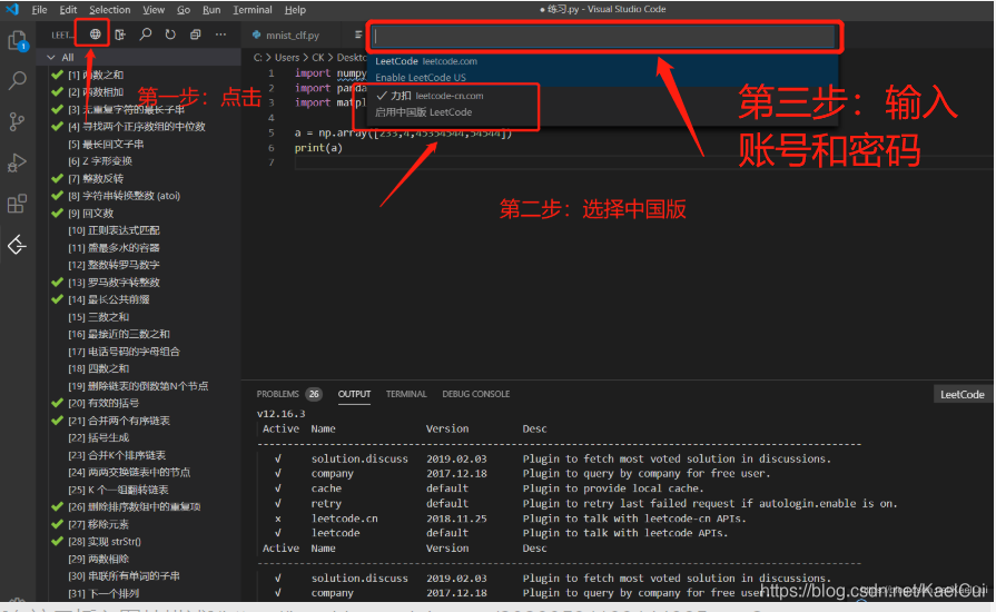 【问题解决】用 leetcode插件在vs code 上面刷题出现 Failed to sign in. Please open the output channel for details的 ...