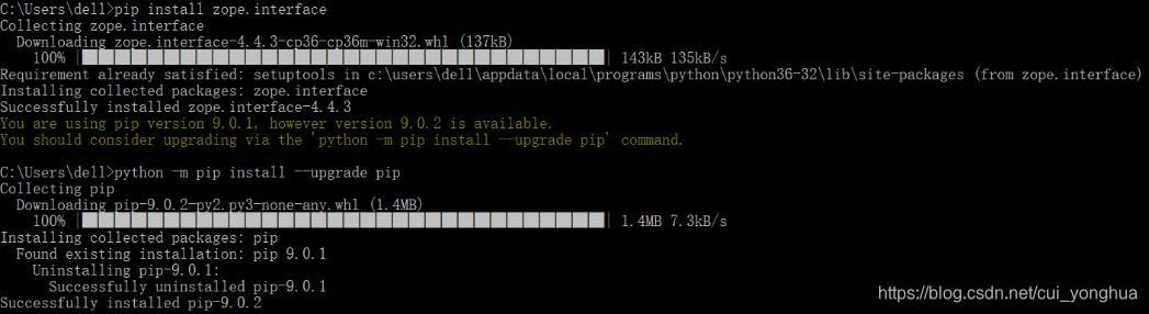 python报错：ImportError: cannot import name 'Interface'_cannot import name 'implements' from 'zope ...