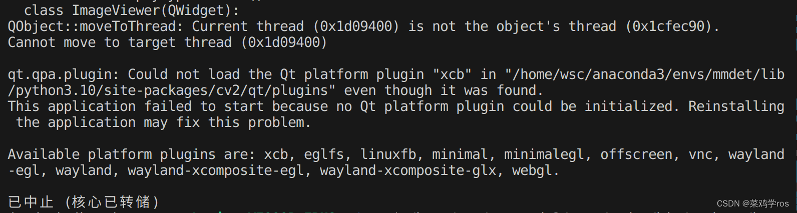pyqt5 出现 已中止 (核心已转储)_available platform plugins are: xcb, eglfs, linuxf-CSDN博客