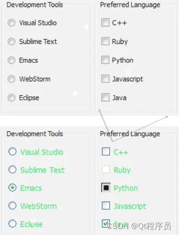 Qt QSS QCheckBox和QRadioButton_qradiobutton::indicator-CSDN博客