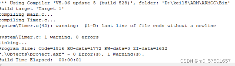 keil5:system\Timer.c(42): warning: #1-D: last line of file ends without a newline_last line of ...