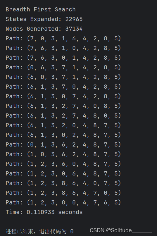 使用python实现a算法解决八数码问题、启发式搜索，包含两种启发函数，输出并比较扩展节点、路径和消耗时间python实现8 Puzzle