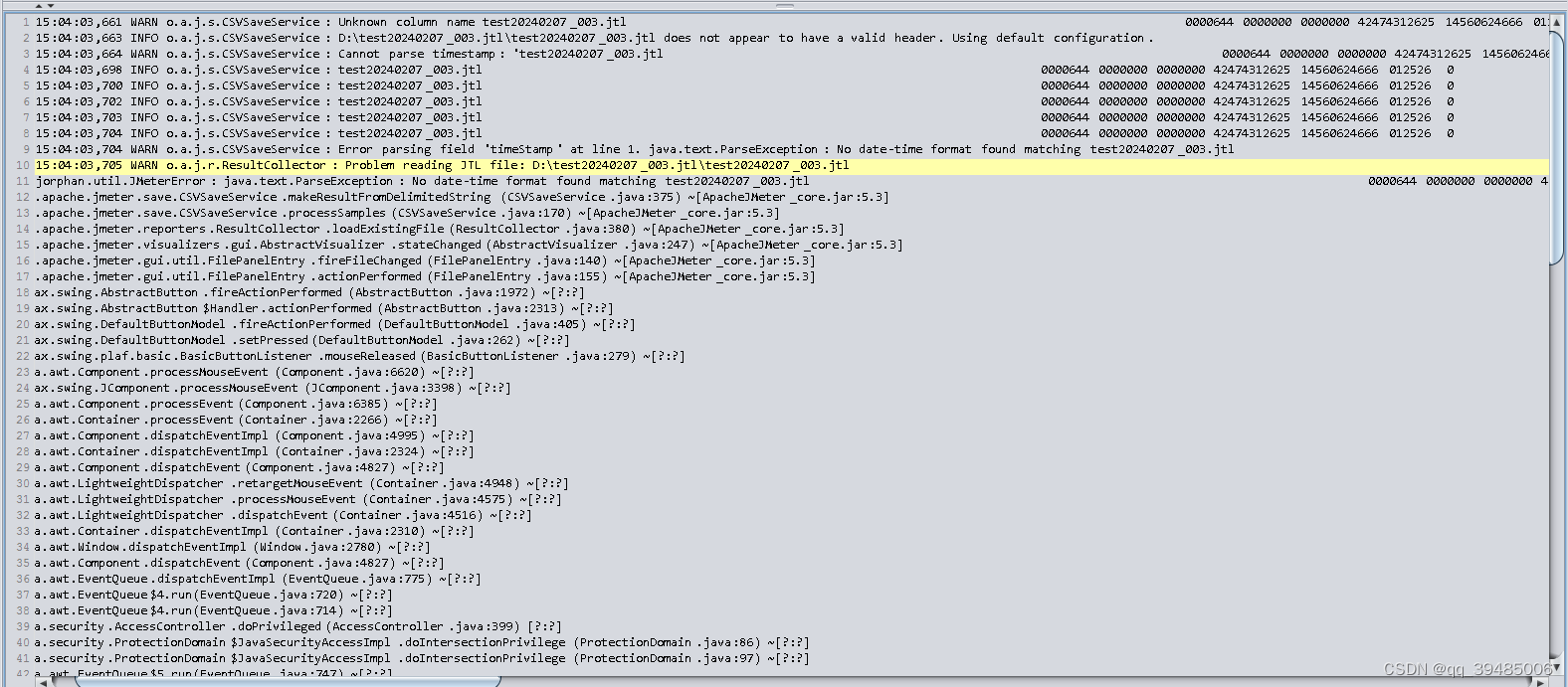 性能测试JMeter-Error parsing field‘timestamp ‘ at line 1. java.text.ParseException : No date-time ...