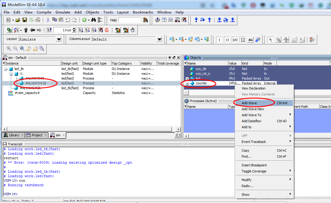 FPGA学习---Modelsim自动仿真_toggle leaf names-CSDN博客