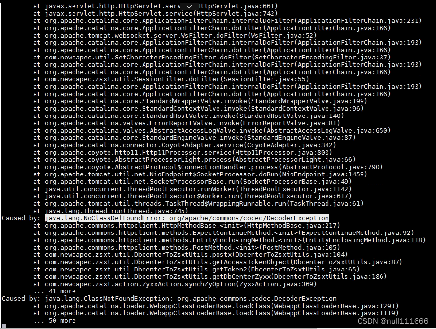 java.lang.NoClassDefFoundError: org/apache/commons/codec/DecoderException_commons-codec-1.x.jar ...