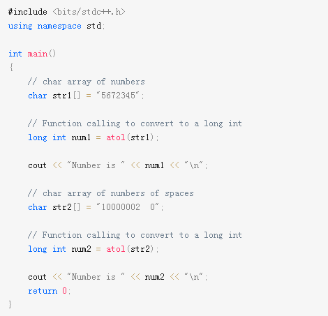 C/C++编程笔记：C++中的atol（），atoll（）和atof（）函数_c++ atoll-CSDN博客