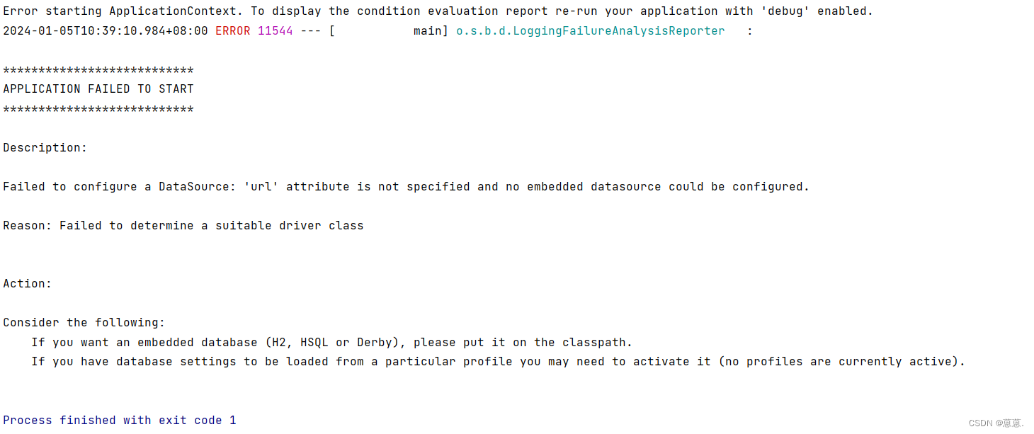 Description:Failed to configure a DataSource:‘url‘Reason:Failed to determine a suitable driver ...