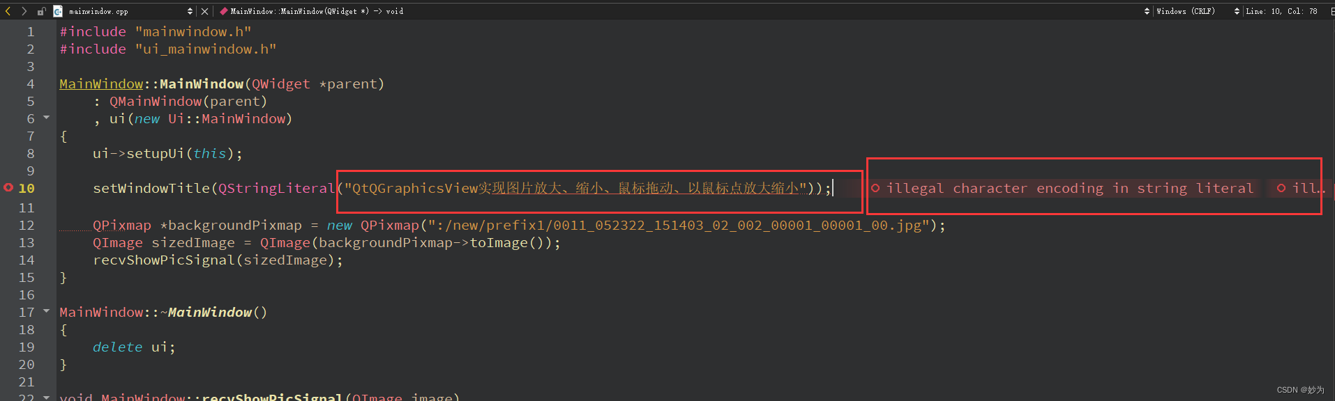 Error:Could not decode “ImageWidget.cpp“ with “UTF-8“-encoding.Editing not possible_could not ...