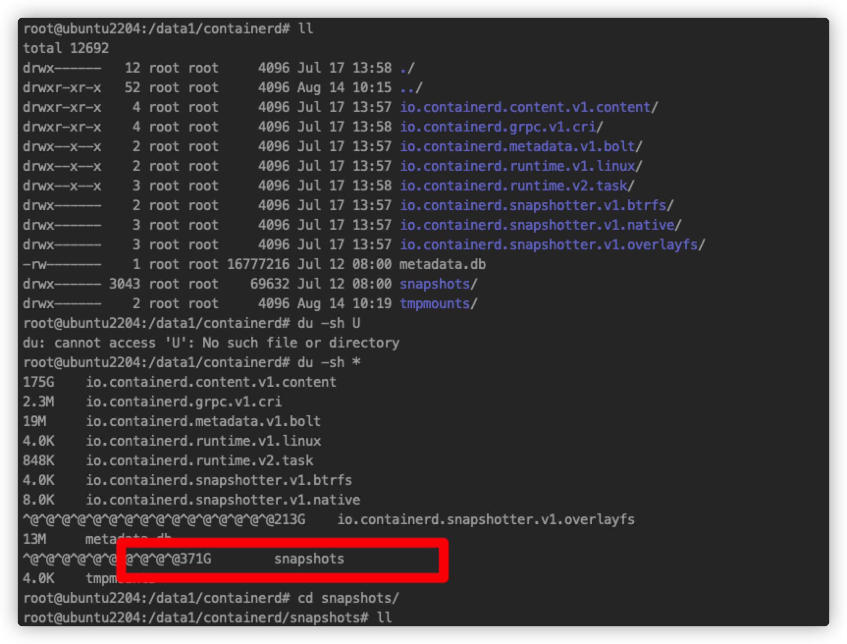 [问题已处理]-containerd下snapshots文件夹占用磁盘特别大_snapshots文件夹可以删除吗-CSDN博客