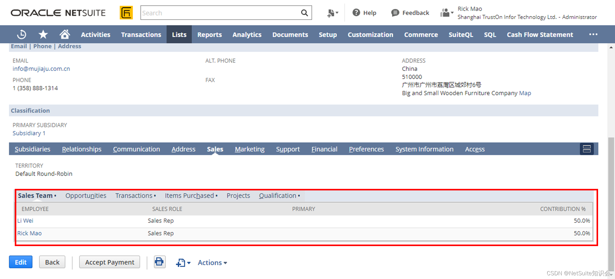 NetSuite 客户销售团队更新方法辨析_netsuite怎么设置销售代表-CSDN博客