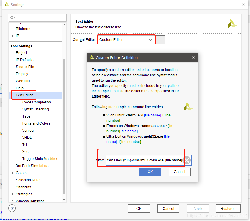 在vivado中设置GVIM/VIM为默认的编辑器_怎么用gvim在vivado中使用-CSDN博客
