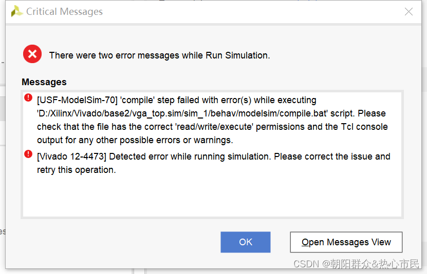 Vivado关联modelsim行为级仿真出错 Usf Modelsim 70 ‘compile‘ Step Failed With Errors While Executing