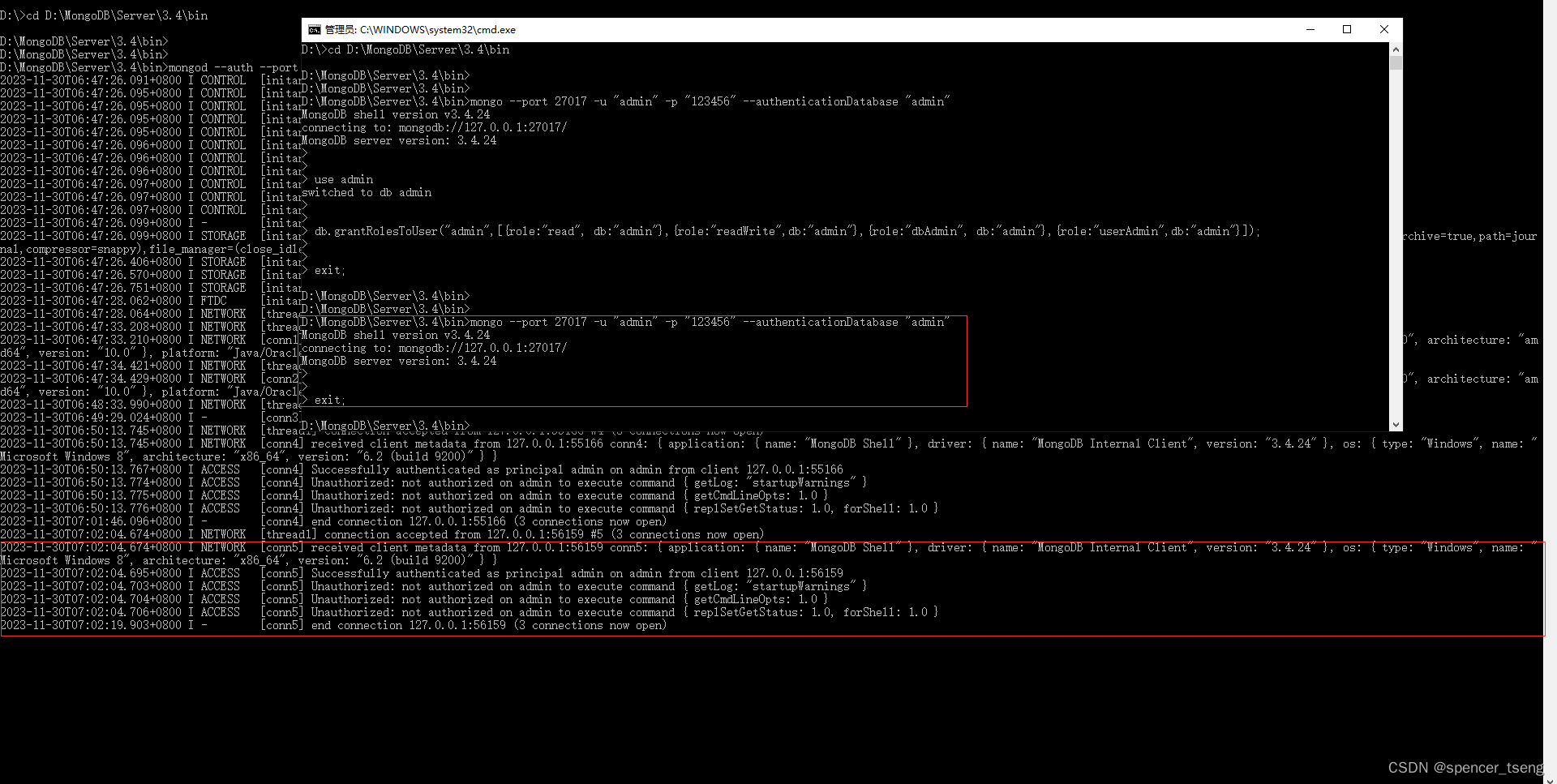 Unauthorized: not authorized on admin to execute command-CSDN博客