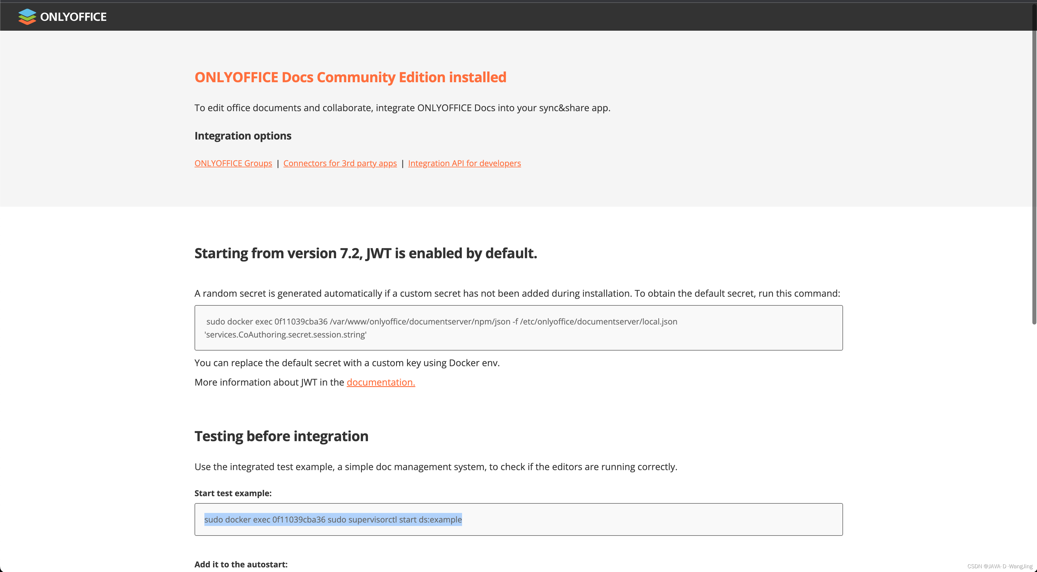 Docker 下 OnlyOffice 社区版安装_docker部署onlyoffice社区版-CSDN博客