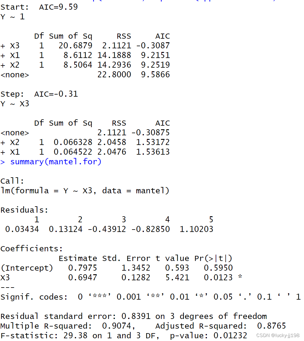 使用AIC和BIC在mantel数据上的回归模型选择-CSDN博客