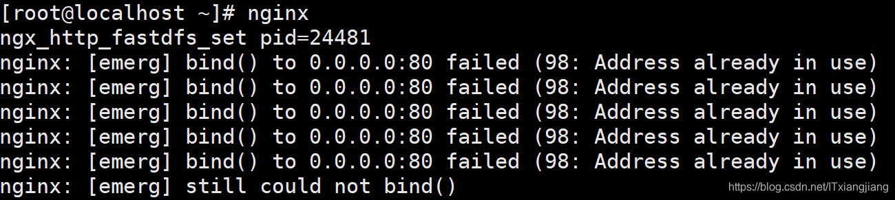 nginx: [emerg] bind() to 0.0.0.0:80 failed (98: Address already in use) nginx: [emerg] still ...