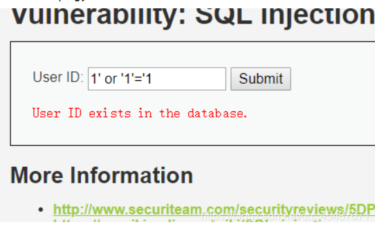 dvwa----sql盲注low级_user id exists in the database.-CSDN博客