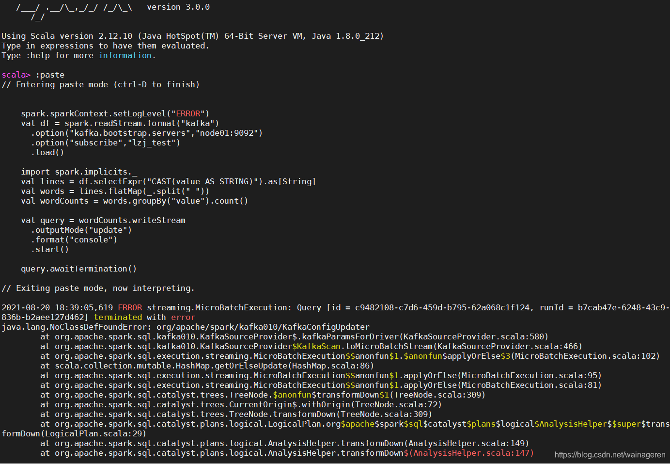 Spark StructuredStreaming jar包添加_org.apache.spark.kafka010.kafkaconfigupdater-CSDN博客