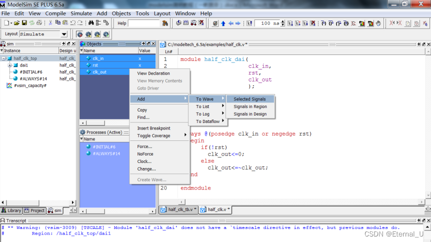Modelsim 软件使用方法_modelsim使用方法-CSDN博客