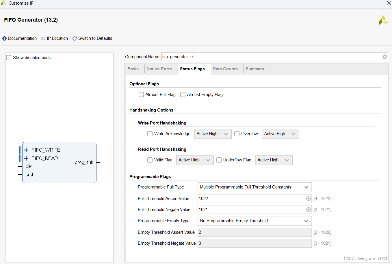 FIFO Generate IP核使用——FIFO写操作详解及Status Flags页配置_fifo valid-CSDN博客