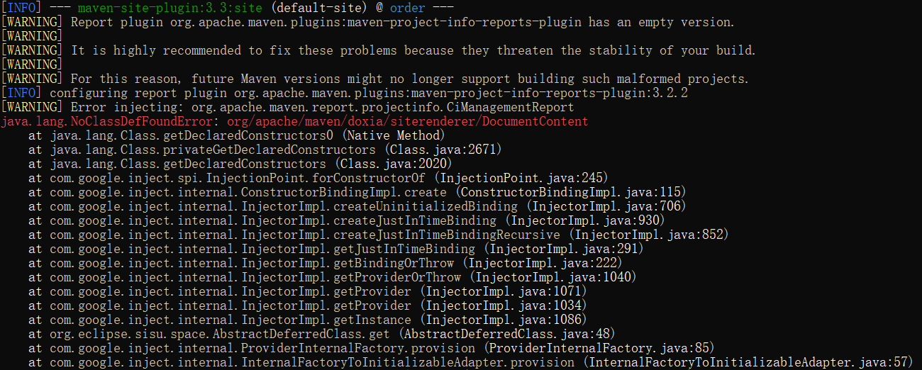 mvn site：java.lang.NoClassDefFoundError: org/apache/maven/doxia/siterenderer/DocumentContent-CSDN博客