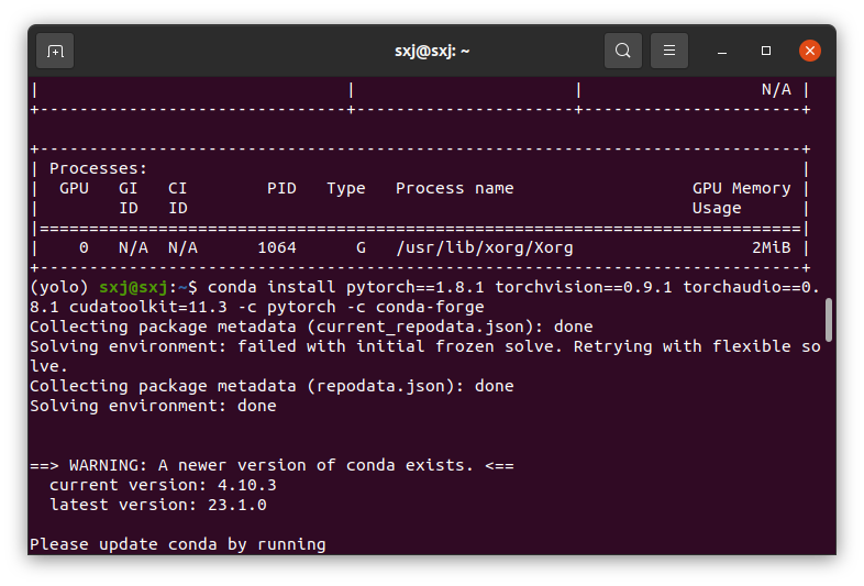 Ubuntu20.04配置深度学习环境yolov5最简流程_command 'nvidia-smi' not found, but can be install-CSDN博客