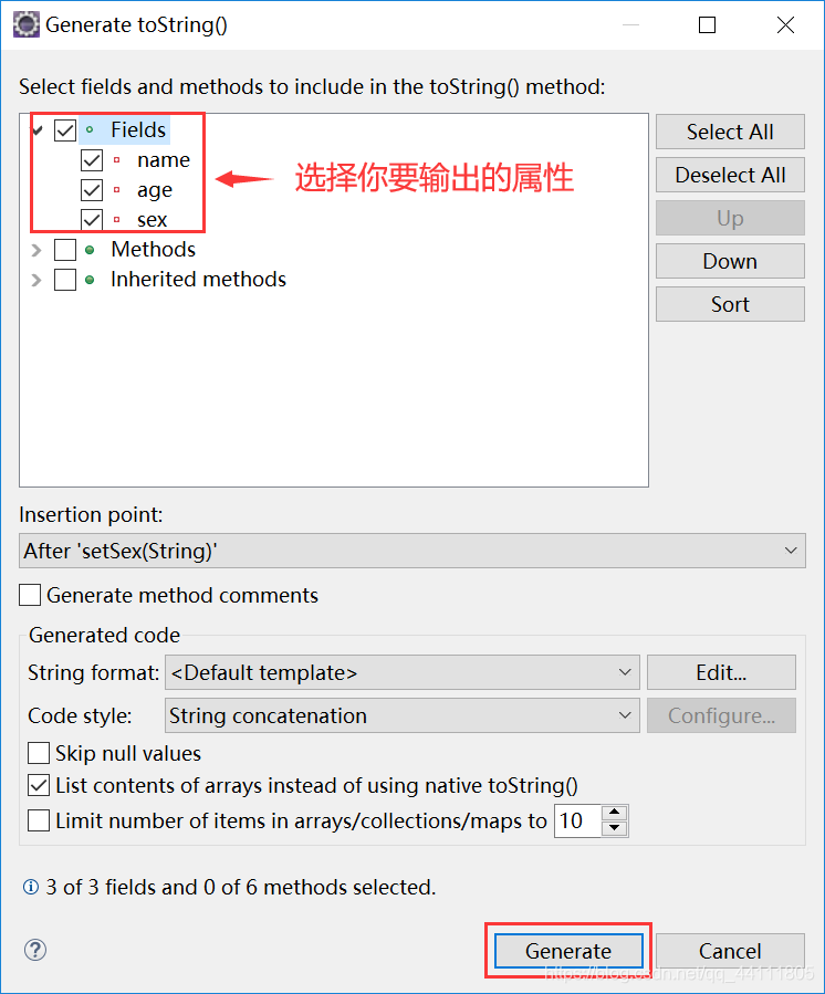 eclipse自动生成属性的Getters()、Setters()和toString()方法_generate getters and setters-CSDN博客