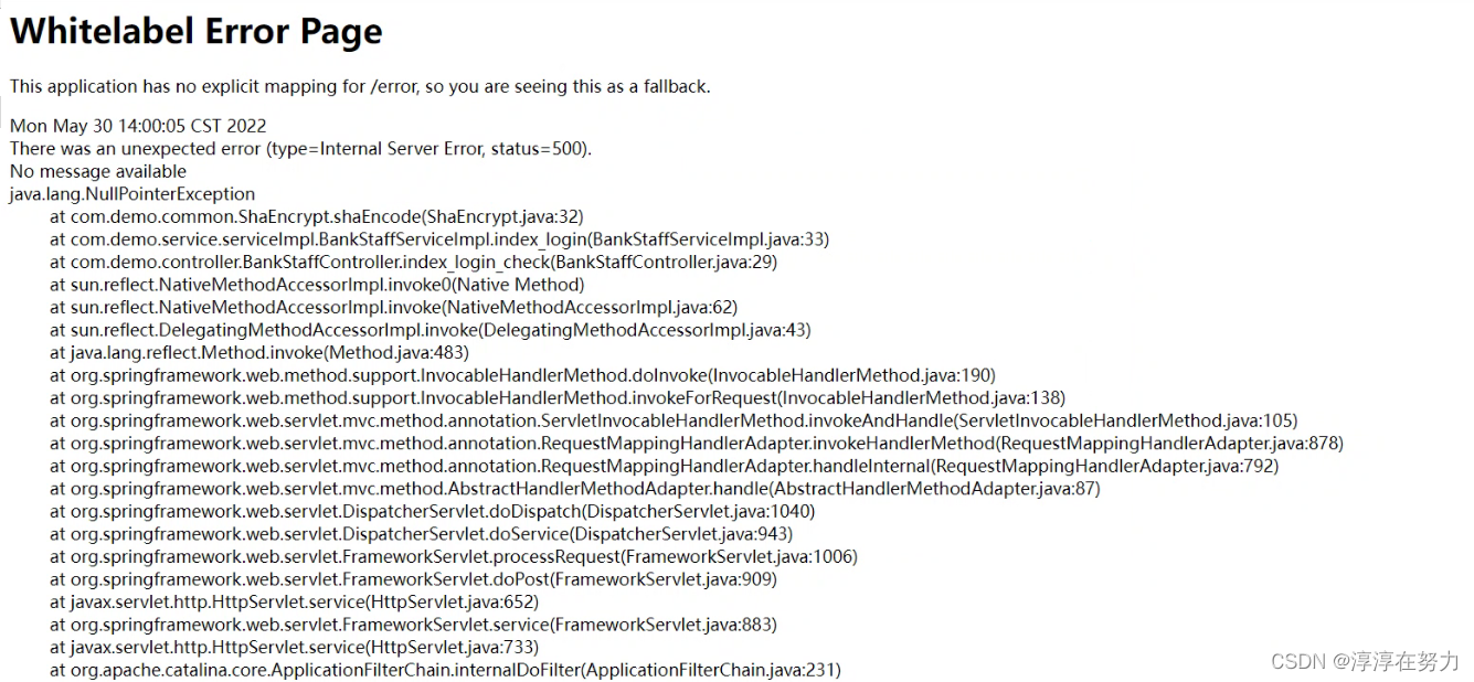 This application has no explicit mapping for /error, so you are seeing ...