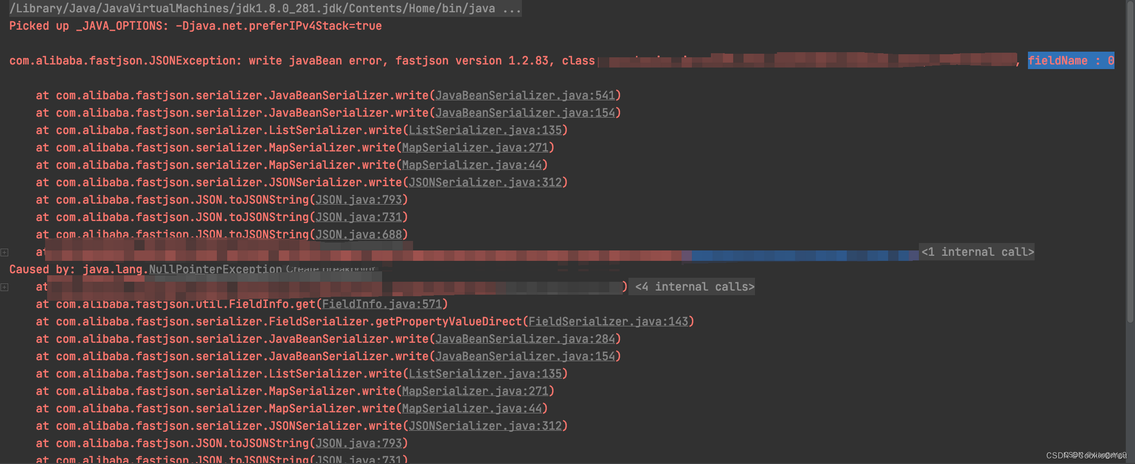 com.alibaba.fastjson.JSONException: write javaBean error, fastjson ...