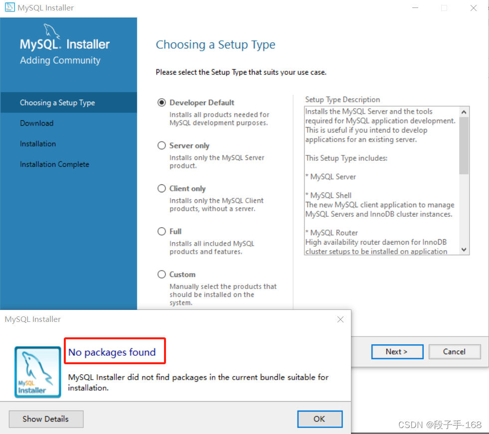 # windows 安装 mysql 显示 no packages found 解决方法-CSDN博客
