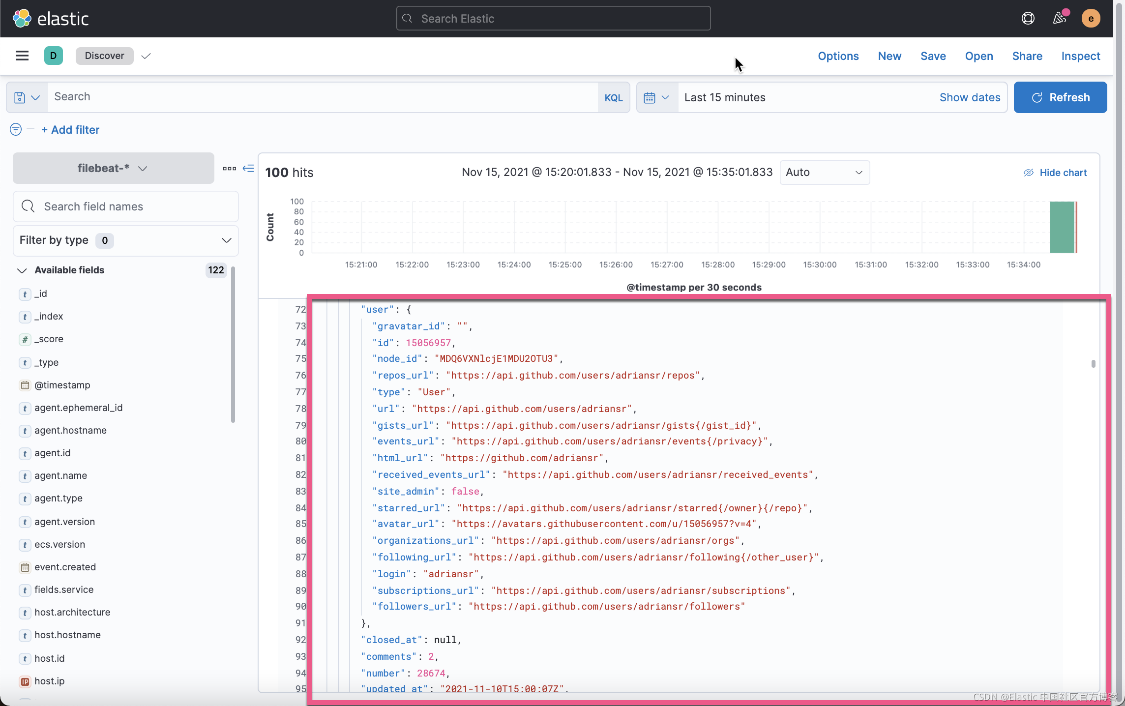 Beats：使用 Filebeat 中的 HTTP JSON input 来摄入网络服务数据_filebeat input type-CSDN博客