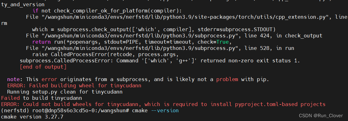 ubuntu安装tinycudann_error: failed building wheel for tinycudann-CSDN博客