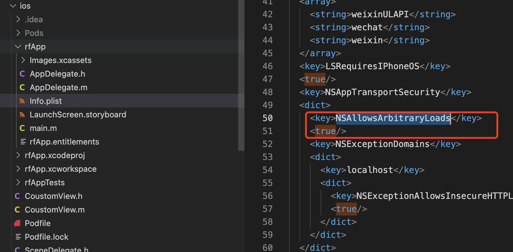 ios：报错The resource could not be loaded because the App Transport Security policy requires the ...