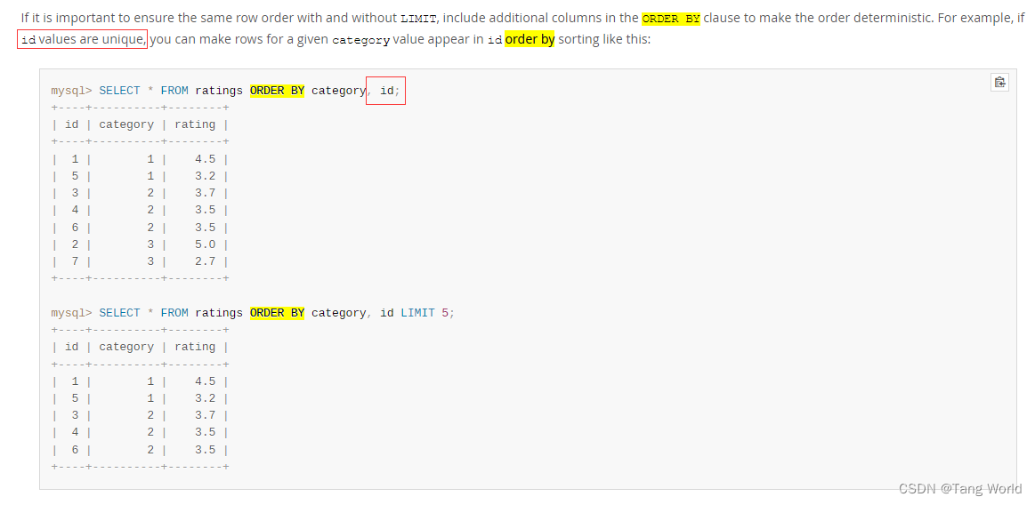 数据库orderby添加limit关键字前后，结果不稳定现象_sql order 外面套了limit 排序乱了-CSDN博客